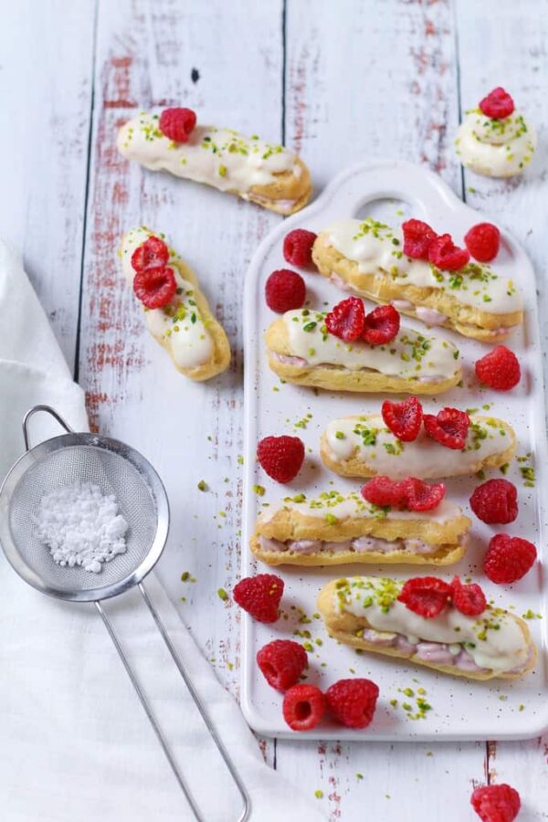 How to Make Raspberry White Chocolate Eclairs - Days of Jay