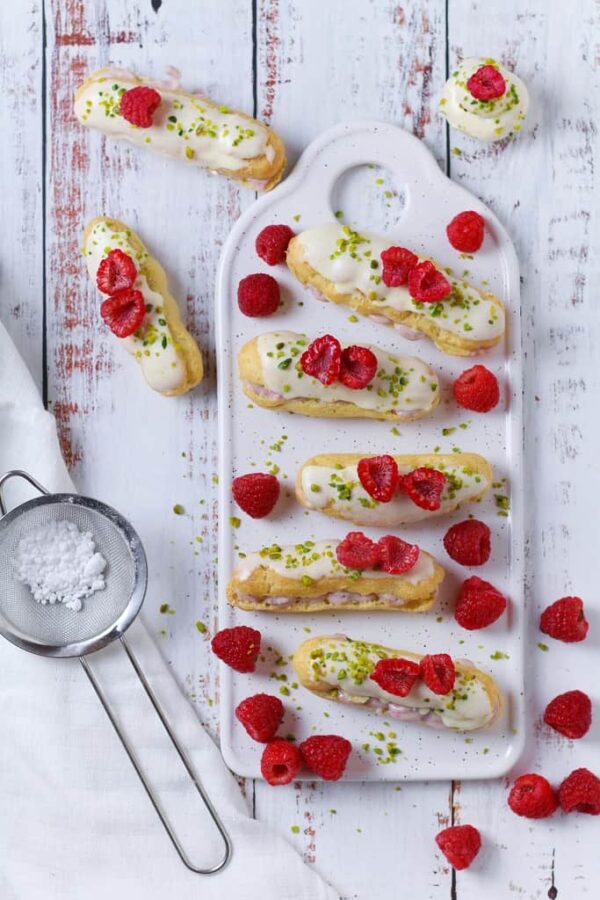 How to Make Raspberry White Chocolate Eclairs - Days of Jay